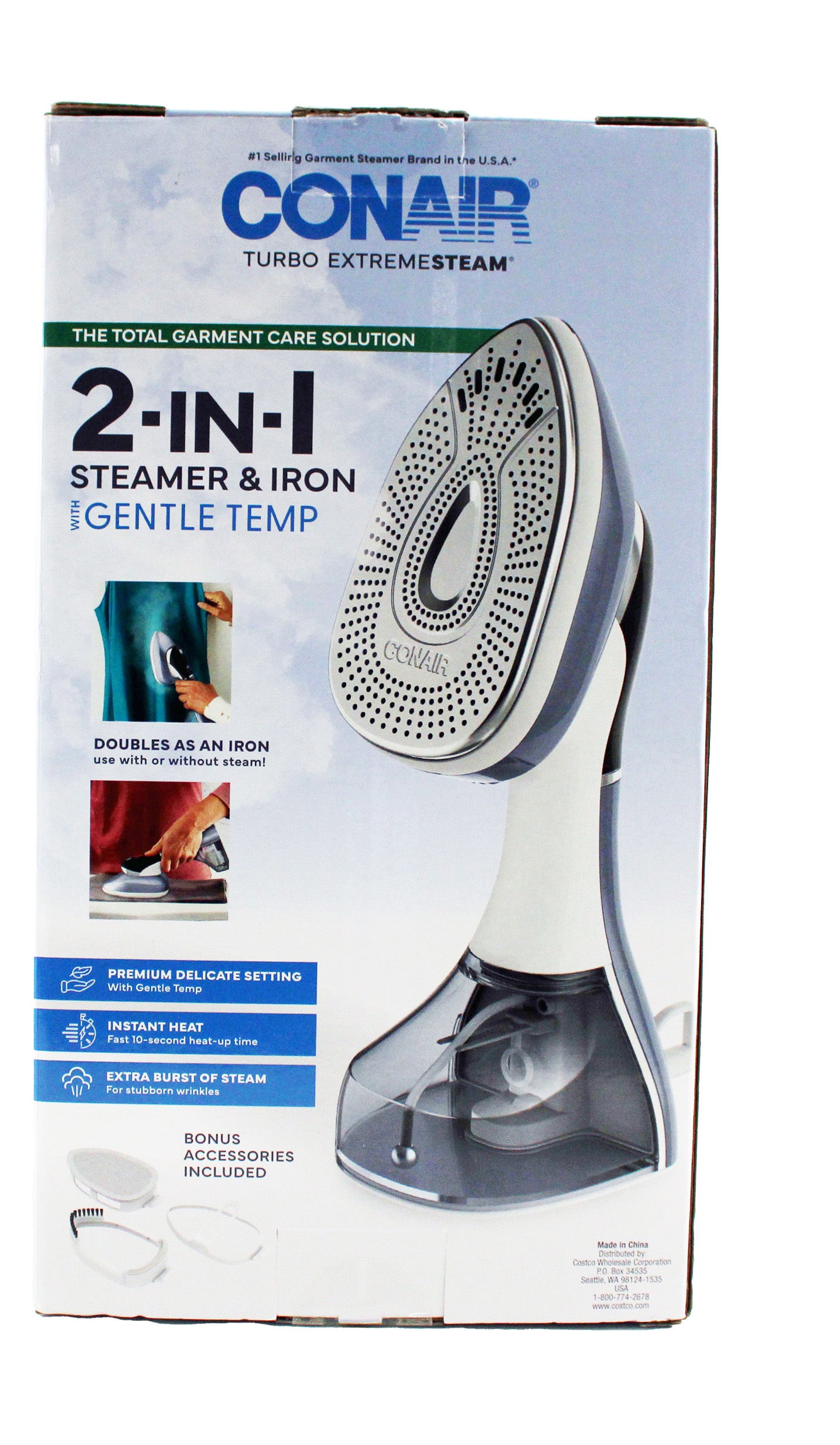 Conair Turbo Extreme Steam 2 in 1 Steamer & Iron With Gentle Temp Whit ...